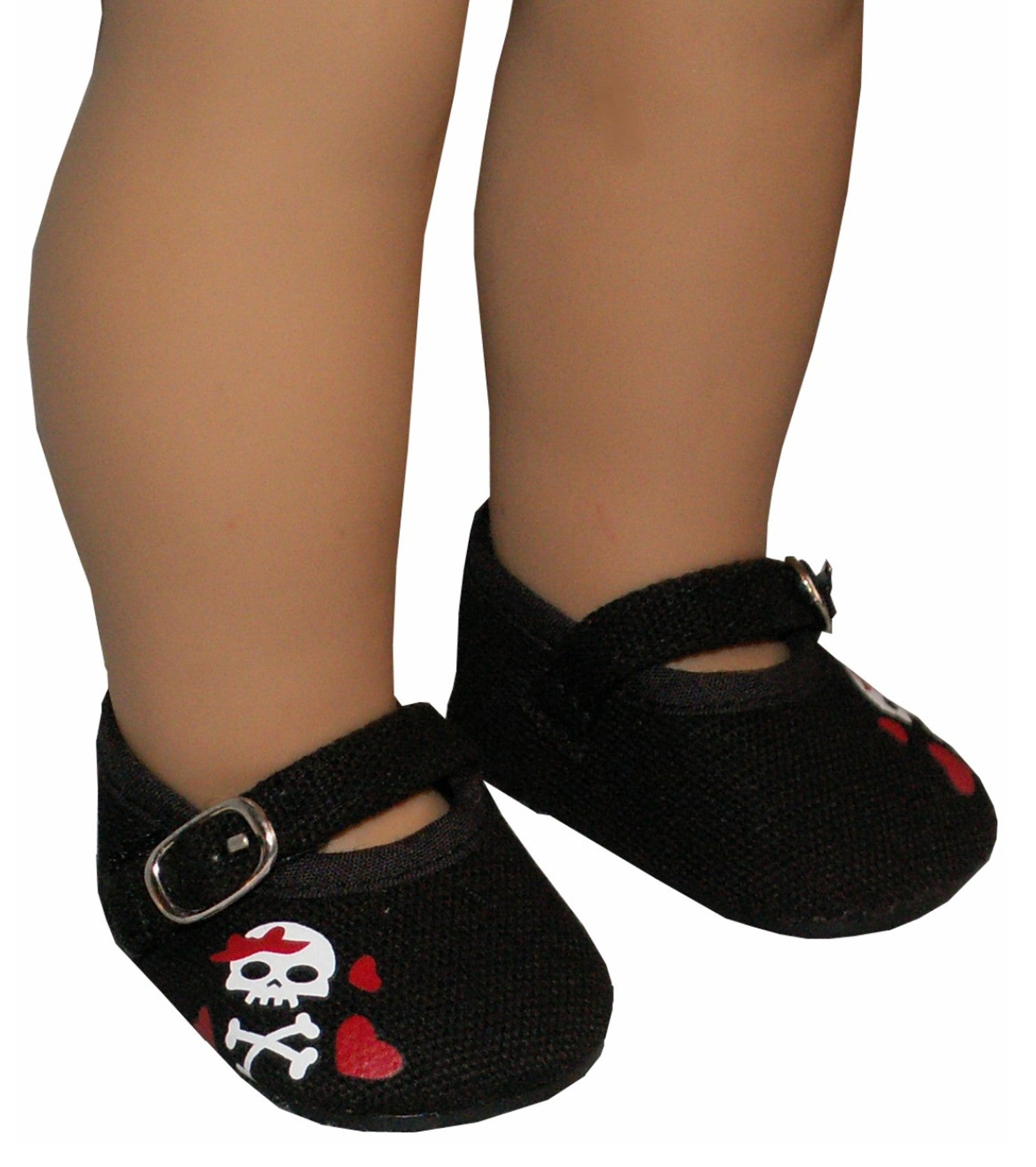 Black Skull & Heart Shoes – Doll Clothes by Carole