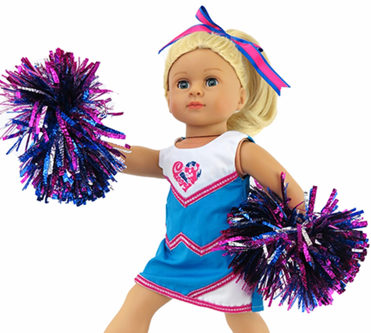 Blue & Pink Cheerleader Set – Doll Clothes by Carole