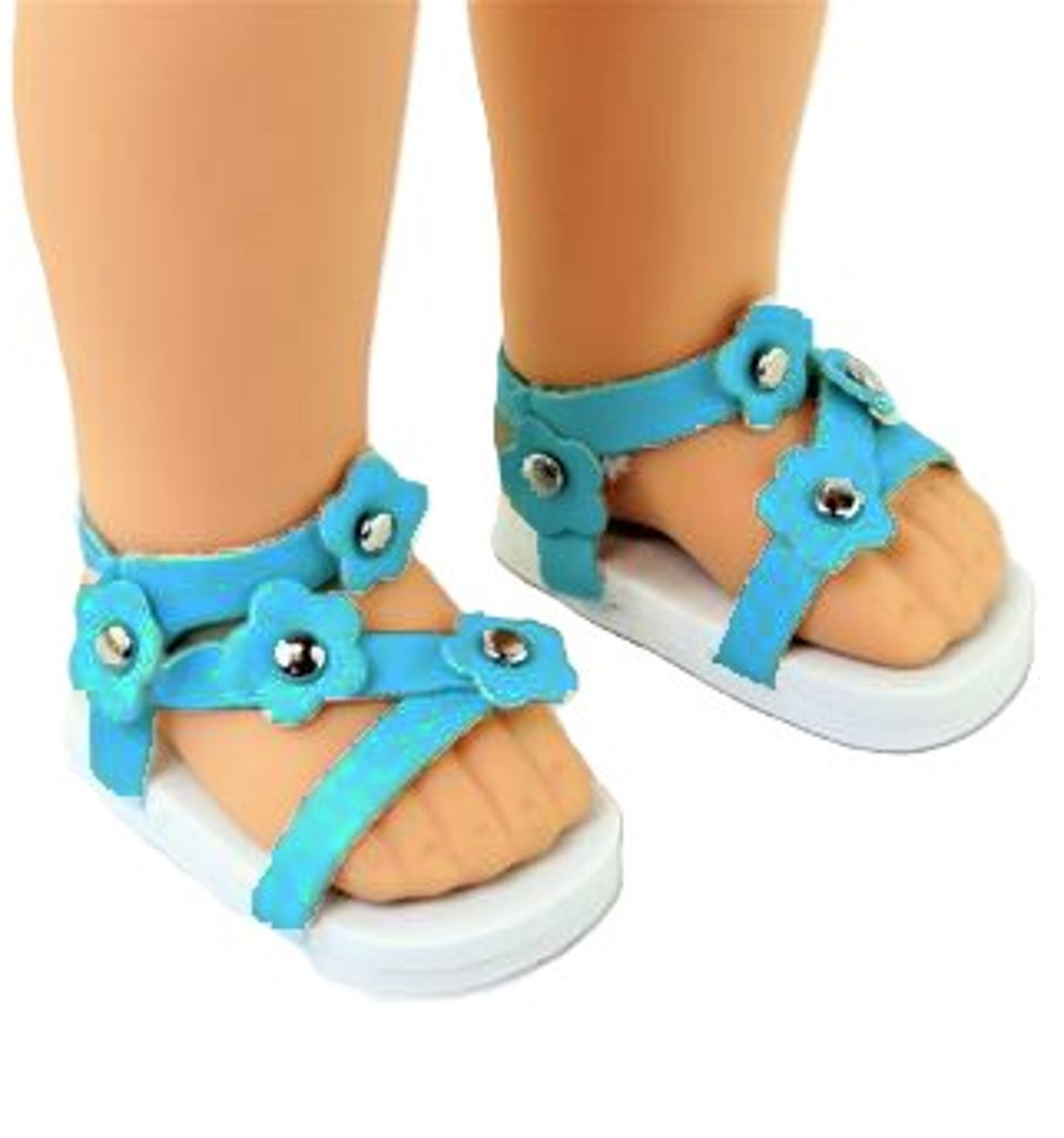 Teal Blue Flower Sandals – Doll Clothes by Carole